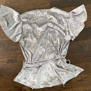 Lulus | Tops | Lulus Silver Grey Velvet Peplum Wrap Top | Poshmark